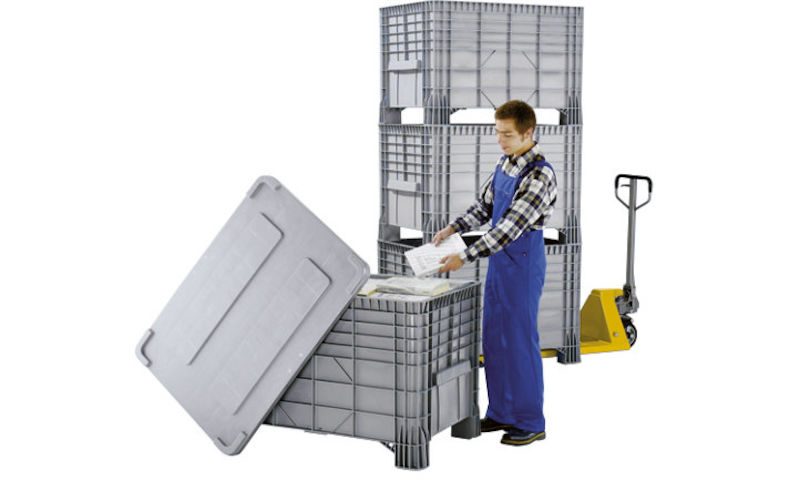 Plastcontainer Glimmer, av polyetenplast, volum 380 l | Gerdmans