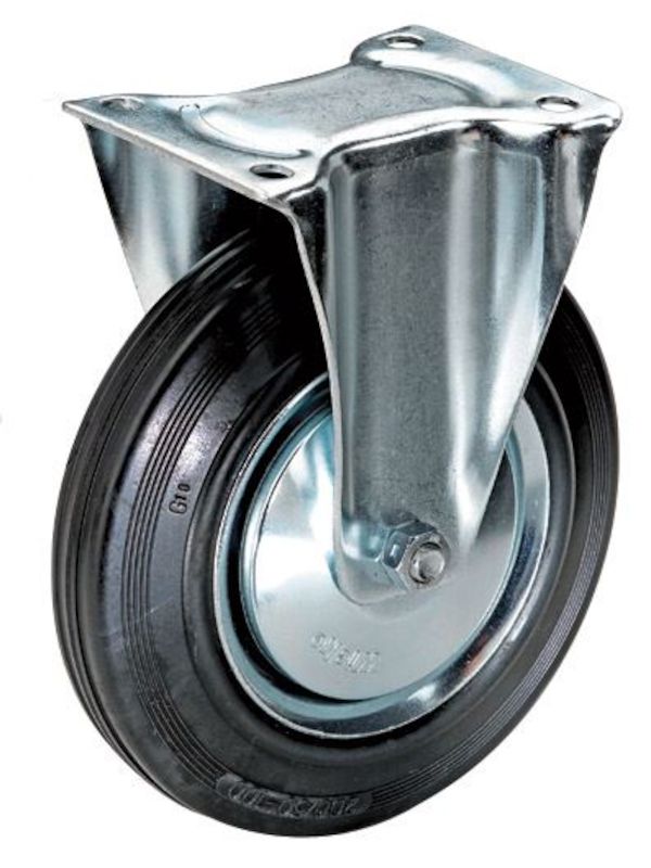 Massivgummihjul på stålfälg, fast hjul, finns i flera storlekar | Gerdmans