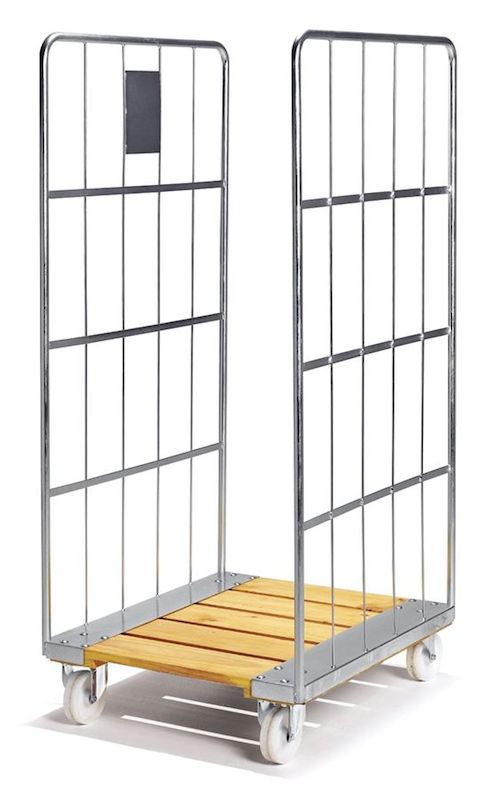 Rullcontainer med trägolv, med nylonhjul | Gerdmans