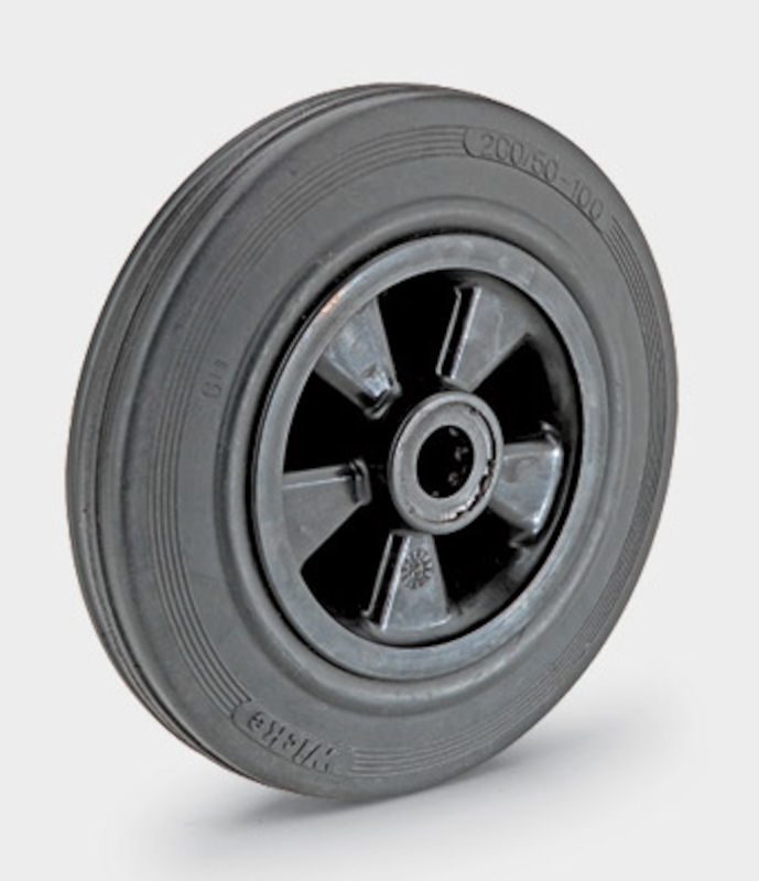 Massivgummihjul, plastfälg, löst hjul, rullager, ØxB 125x38 mm, max 100 ...