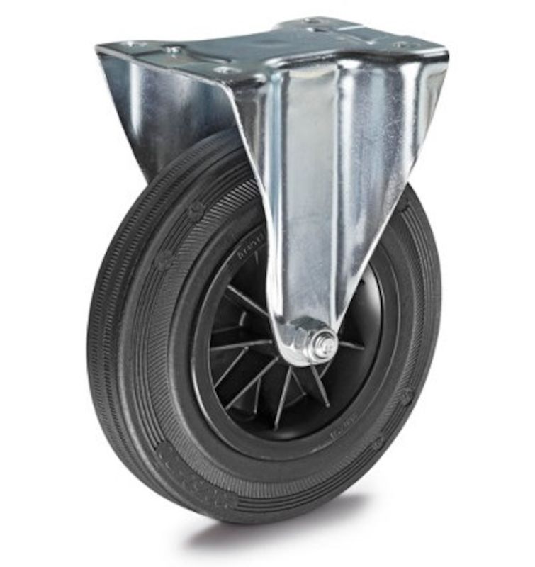 Massivgummihjul, plastfälg, ØxB 125x38 mm, fast hjul, max 100 kg | Gerdmans