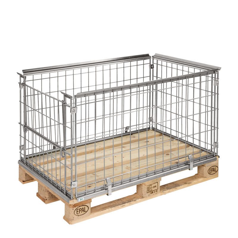 Palleramme med net Viggan, 1200x800x660 mm, åbningsbar kortside | Gerdmans