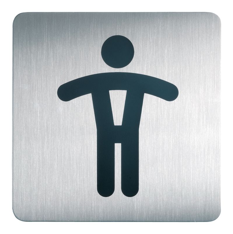 Selvklebende WC-skilt, børstet stål, WC mann, 150x150 mm | Gerdmans
