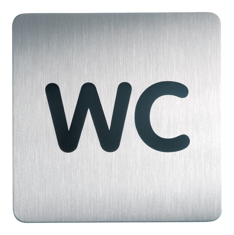 WC-kyltti, itseliimautuva, harjattu teräs, WC, 150x150 mm | Gerdmans