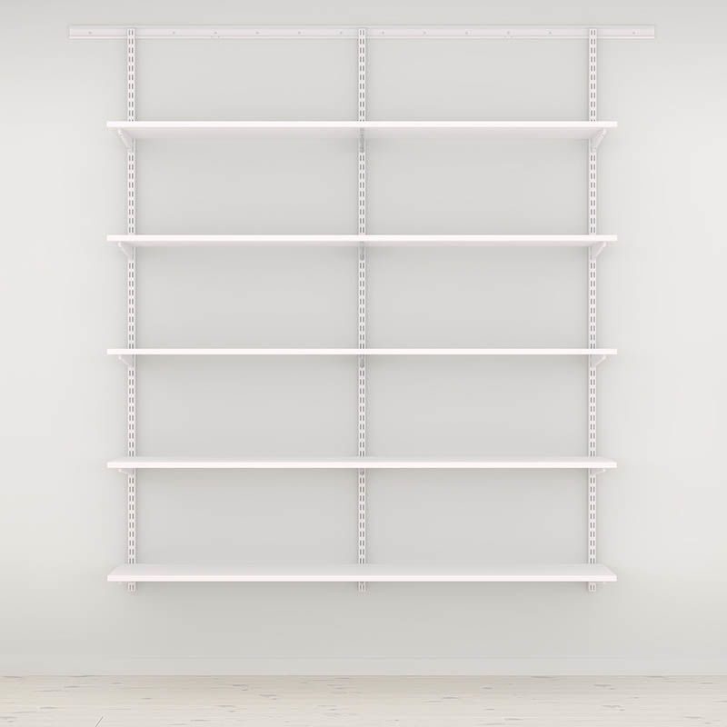 Hyllsystem ELFA Vägghylla, hög grund, vit laminat, BxHxD 940x2140x325 ...