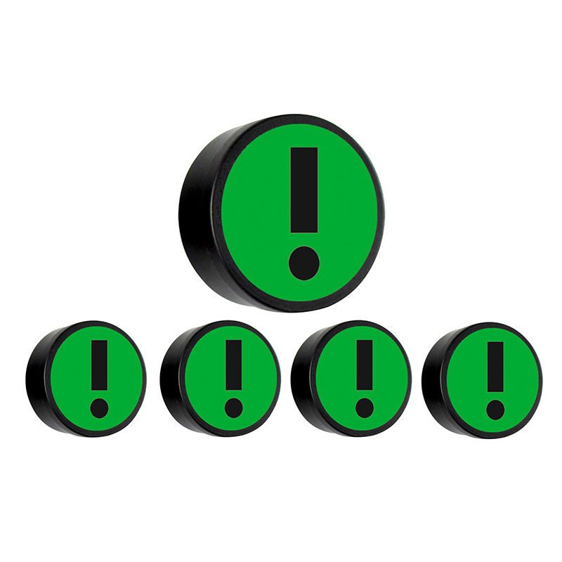 Magneter med uttrykksikoner, D35 mm, grønn, utropstegn, 10-pk | Gerdmans