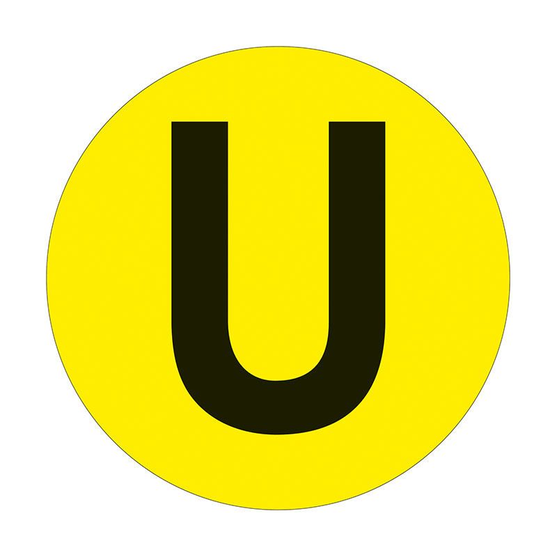 Golvmärkning PVC, Ø190 mm, 10-pack, Bokstav U | Gerdmans