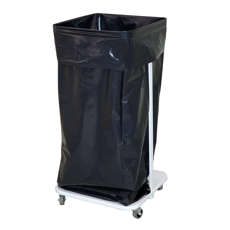Sopsäckshållare, vitlackerad med 4 hjul, tre storlekar | Gerdmans