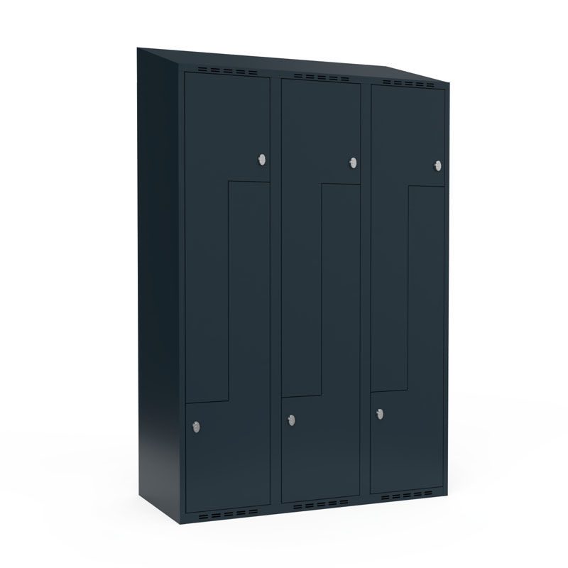 Z-skåp Fydor SMZ, 1200x550x1900 mm, 6 dörrar i 3 skåp, sluttande tak ...