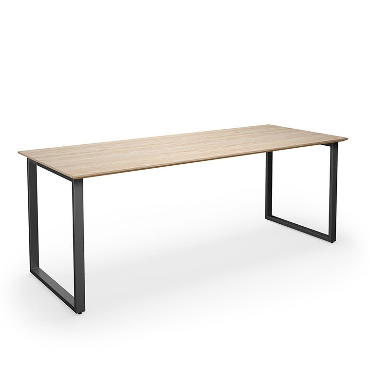 Bord DUO-O Trend, rett plate, rette hjørner, LxB 2000x800 mm, eik/svart ...