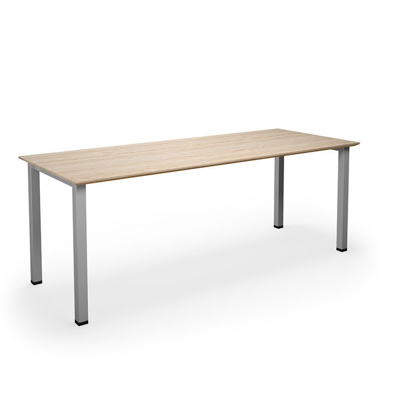 Bord DUO-U Trend, lige hjørner, LxB 2000x800 mm, eg/sølv | Gerdmans