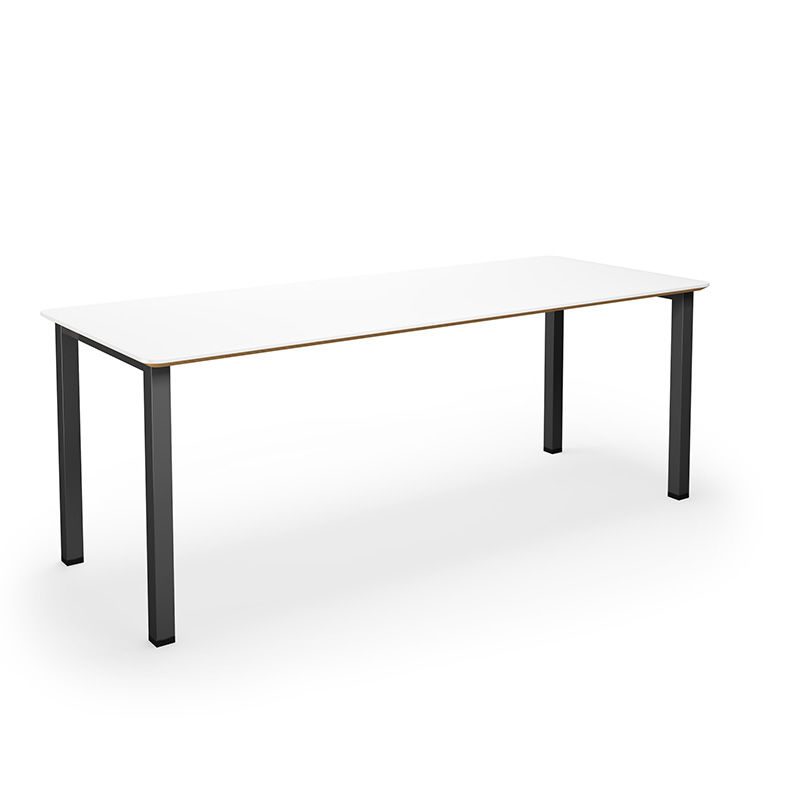 Bord DUO-U Trend, rak skiva, runda hörn, LxB 2000x800 mm, vit/silver ...