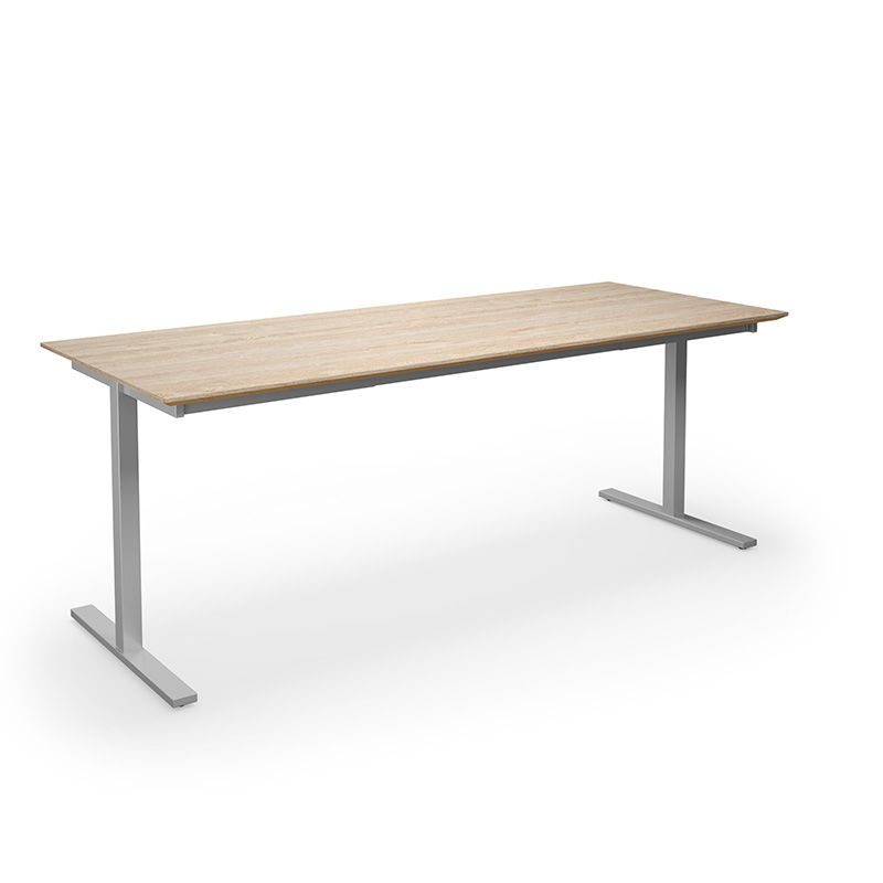 Bord DUO-T Trend, lige hjørner, LxB 2000x800 mm, eg/sølv | Gerdmans