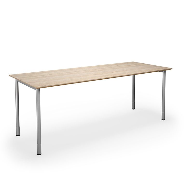 Bord DUO-C Trend, lige hjørner, LxB 2000x800 mm, eg/sølv | Gerdmans