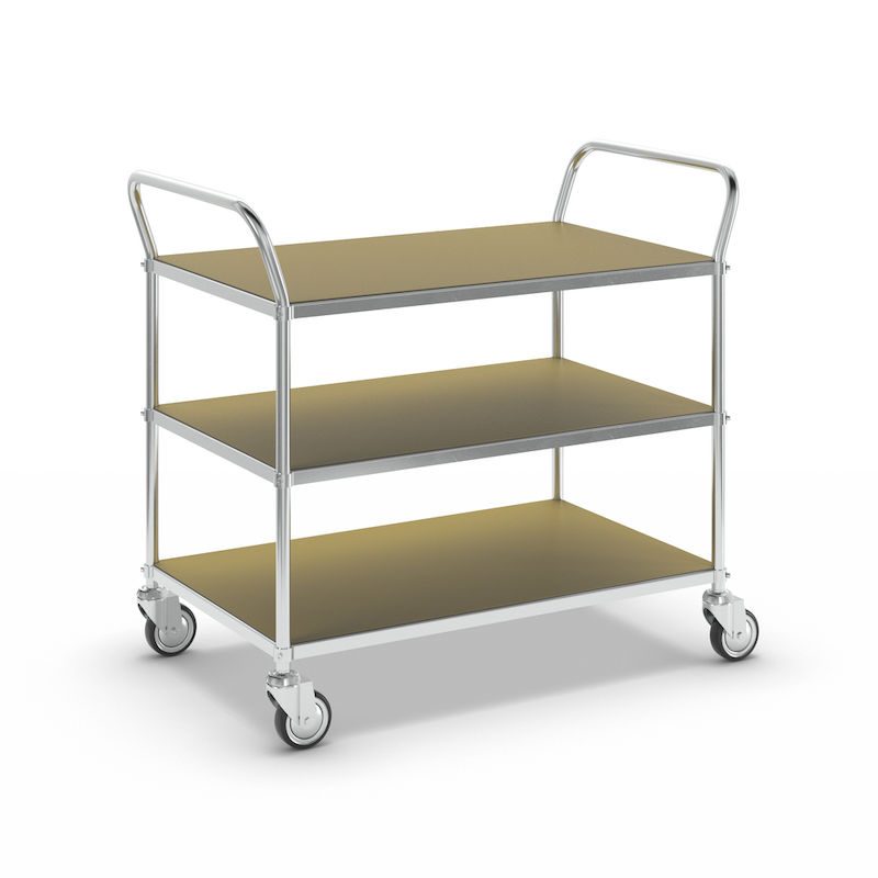 Hyllvagn Telma, 4 länkhjul, 3 hyllor, LxBxH 1070 x 585 x 940 mm | Gerdmans