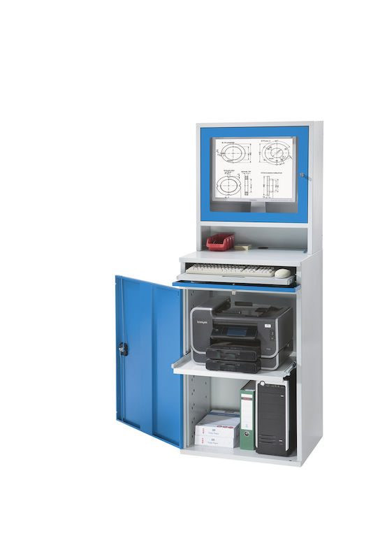 Tietokonekaappi Verner, KxL 1770 x 650 mm, näyttökotelolla, ovi ...