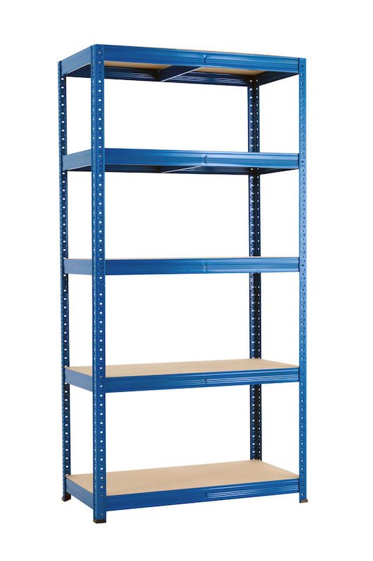 Lagerhyller, blå Mark, 5 sponplatehyller, lastekapasitet 265 kg, HxBxD ...