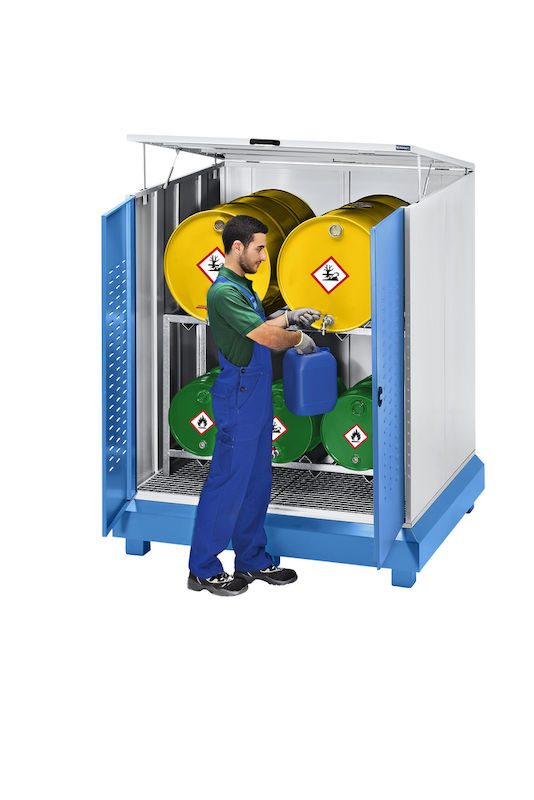 Miljøskap for fat John, oppsamlingsvolum 320 l, BxD 1600 x 1150 mm ...