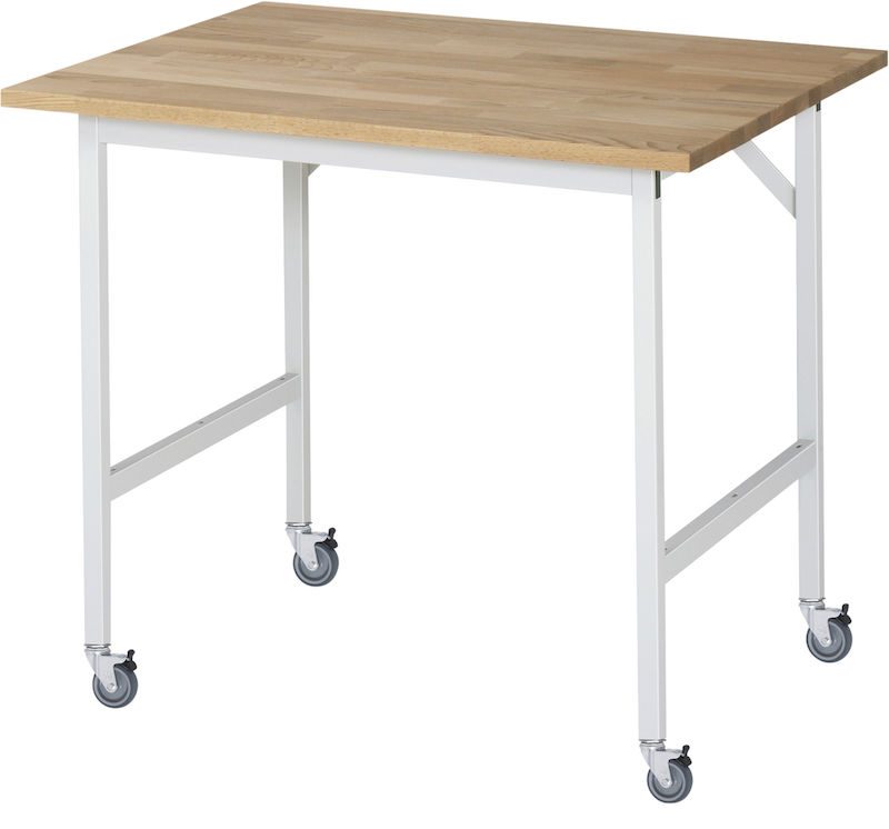Arbejdsbord Nornor, massiv bøgetræsplade, tykkelse 25 mm, 30 x 30 mm ...