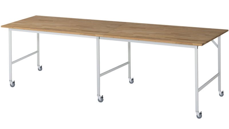 Arbejdsbord Nornor, massiv bøgetræsplade, tykkelse 25 mm, 30 x 30 mm ...