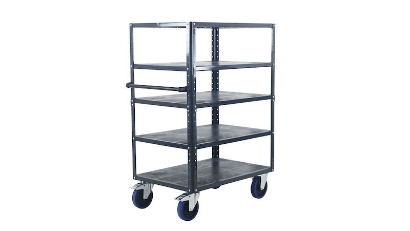 Hyllvagn CustomLine, 5 hyllplan, antracitgrå RAL 7016, elastisk gummi ...