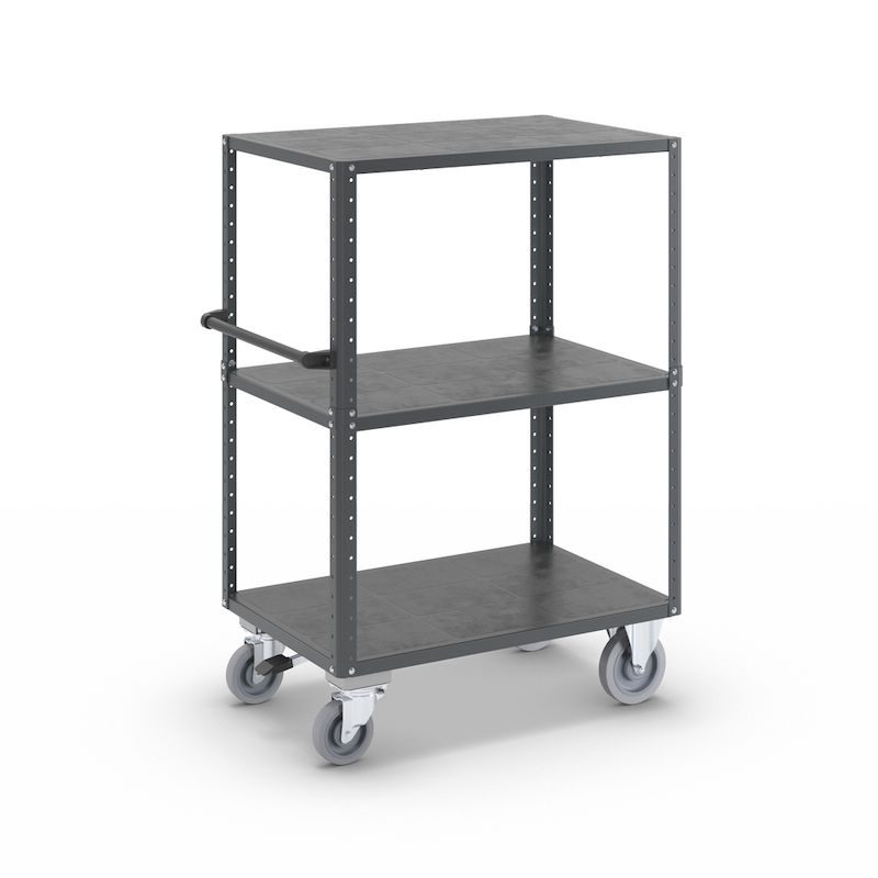 Hyllvagn CustomLine, 3 hyllor, med centralbroms, antracitgrå RAL 7016 ...