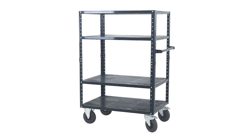 Hyllvagn CustomLine, 4 hyllplan, antracitgrå RAL 7016, massivgummi ...