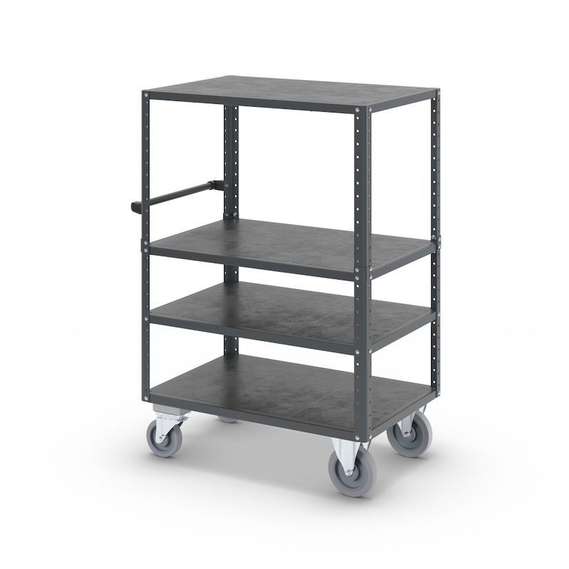 Hyllyvaunu CustomLine, 4 hyllytasoa, keskusjarrullinen ...