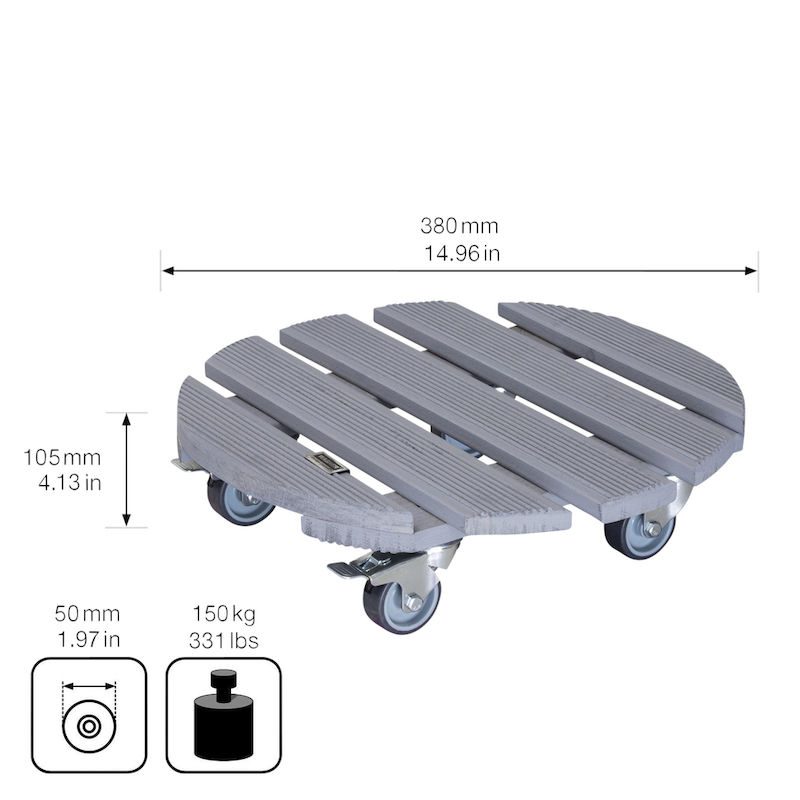 Blomvagn Creo Wagner, lastkapacitet 200 kg, massivt trä, Ø 380 mm, hjul ...