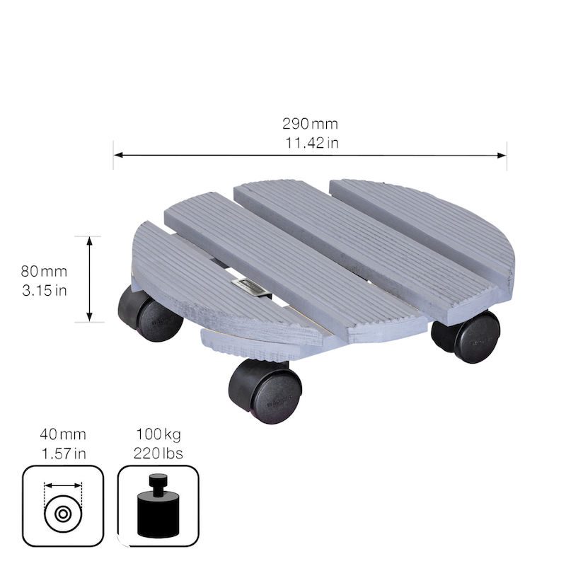 Blomvagn Creo Wagner, lastkapacitet 100 kg, massivt trä, Ø 290 mm, hjul ...