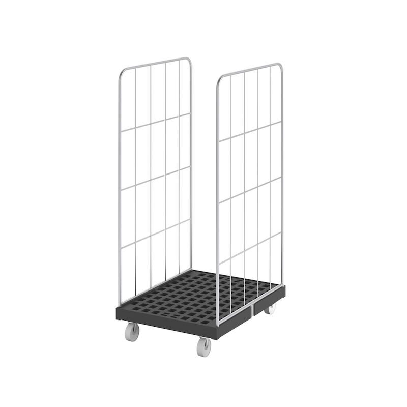 Rullecontainer med sidegitter Jessica, 2-sidet, sort / galvaniseret ...