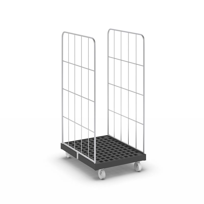 Rullecontainer med sidegitter Jessica, 2-sidet, sort / galvaniseret ...